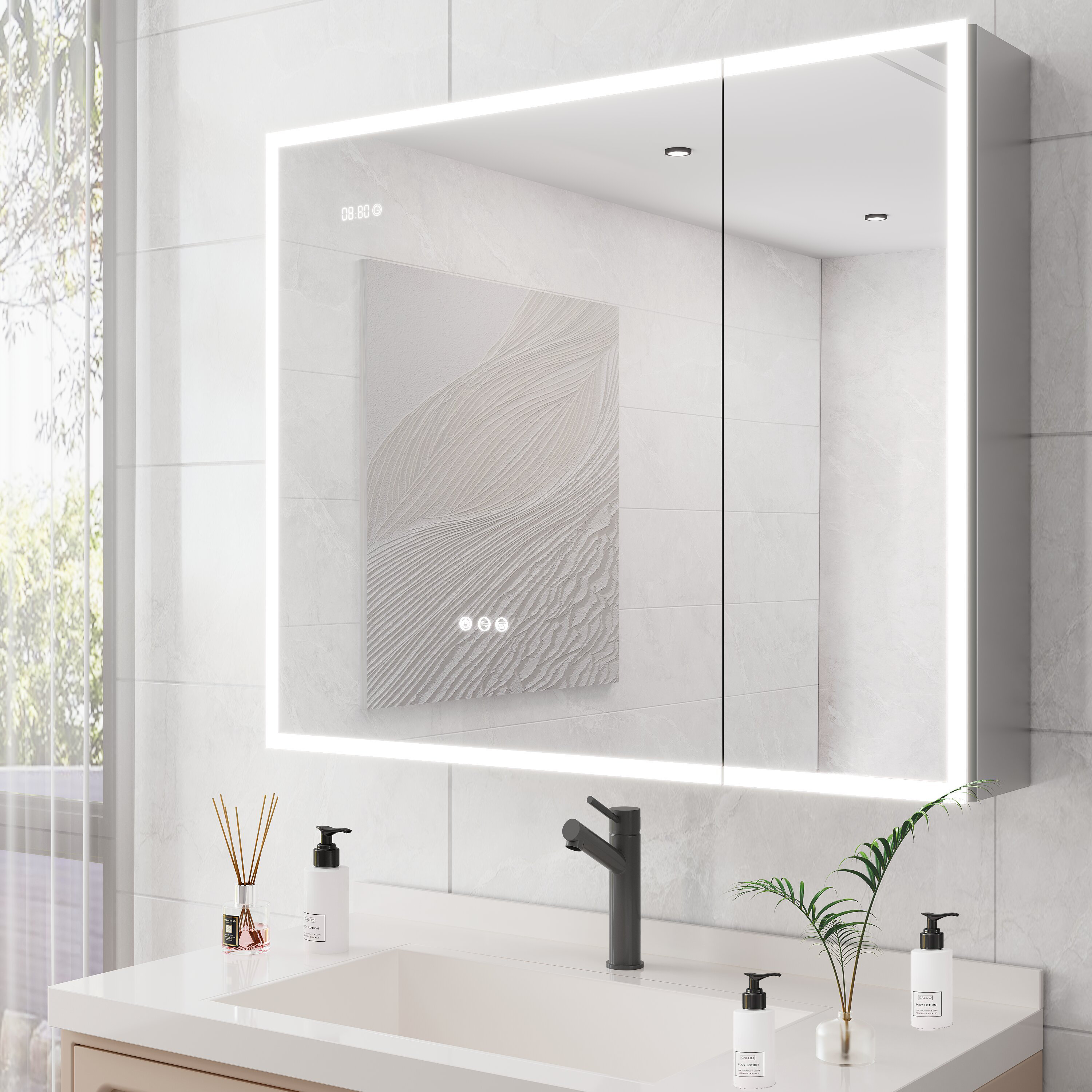 Mirror cabinet with led light store